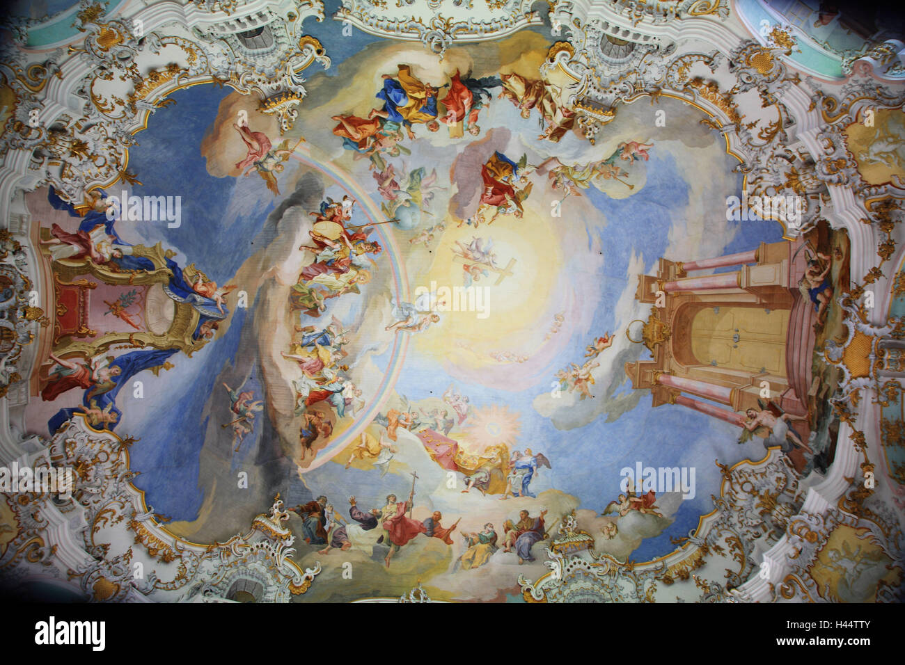 Germany, Bavaria, Steingaden, Wieskirche, ceiling fresco Stock Photo ...