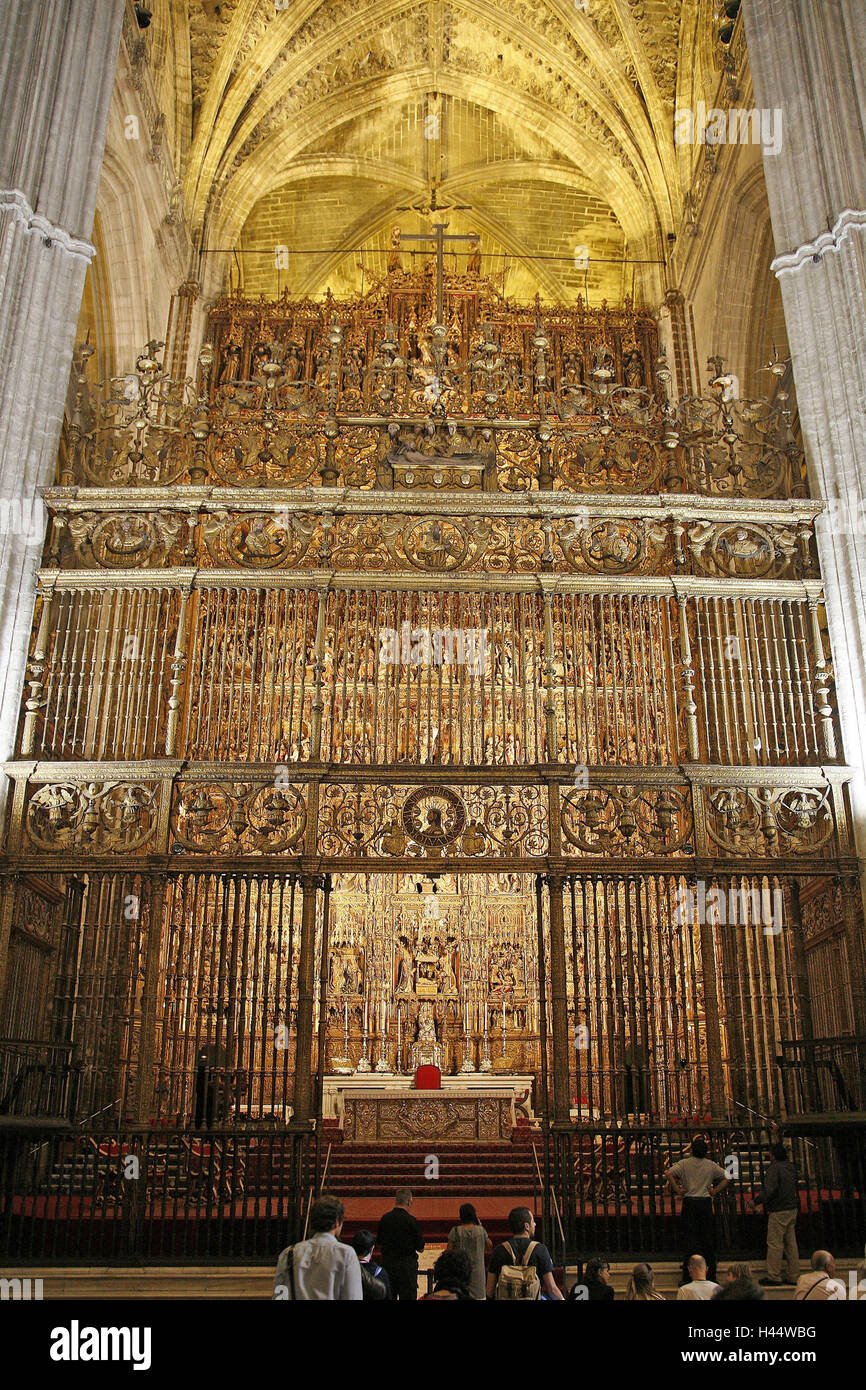 Spain, Andalusia, Seville, cathedral, high altar, Europe, church, church, inside, St. altar ...