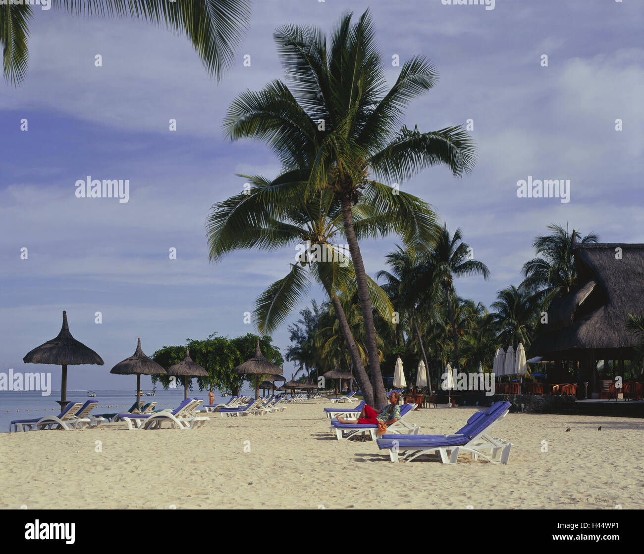 Maskarenen, island Mauritius, west coast, Flic en Flac, beach, palms ...