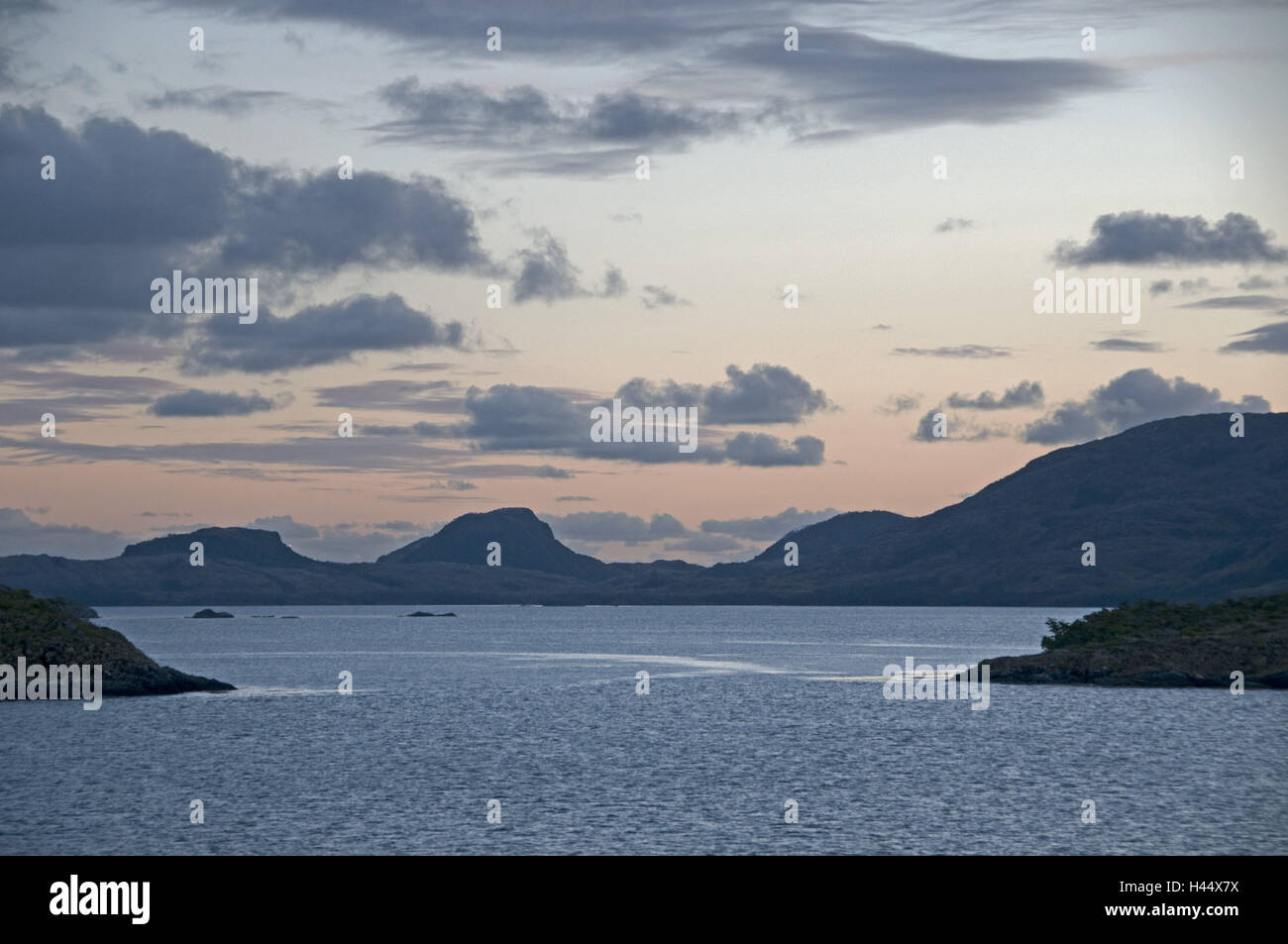 Chile, fjord scenery, beagle channel, evening light Stock Photo - Alamy