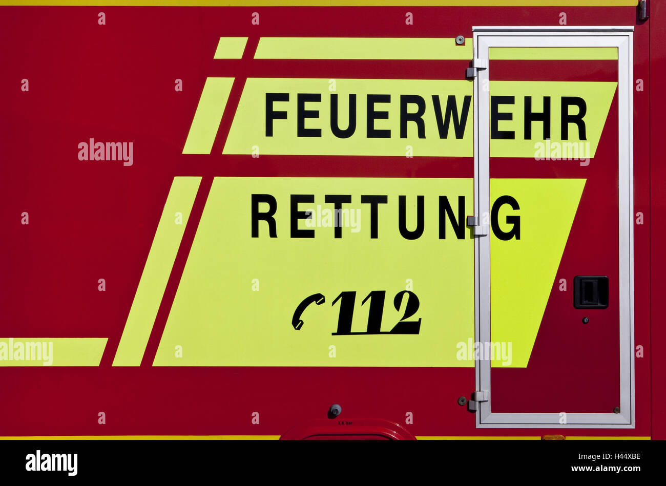 Fire engine, stroke, emergency number, 112 Stock Photo - Alamy