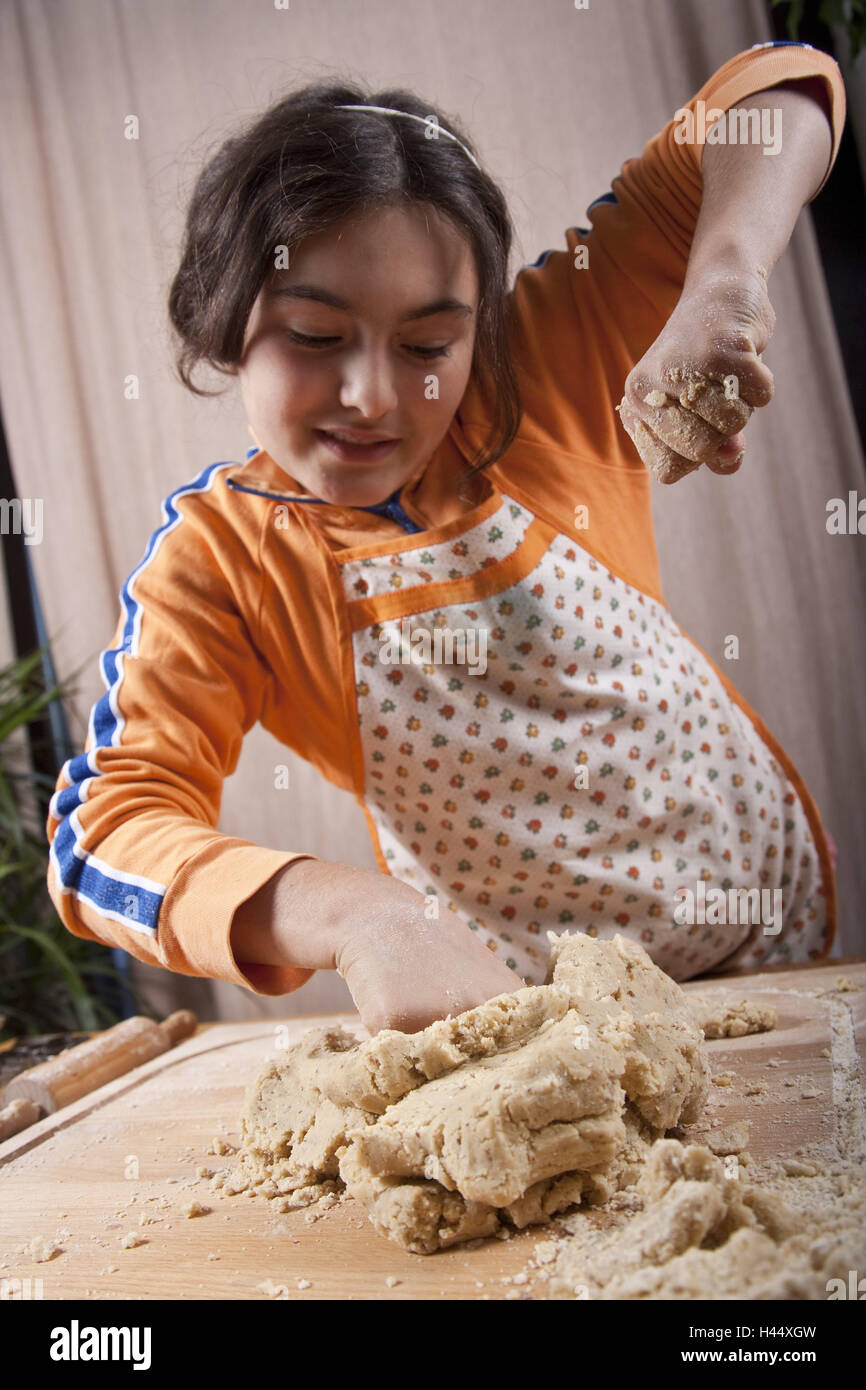 Girls, dough, knead, people, child, smile, bake proudly, cake, bread ...