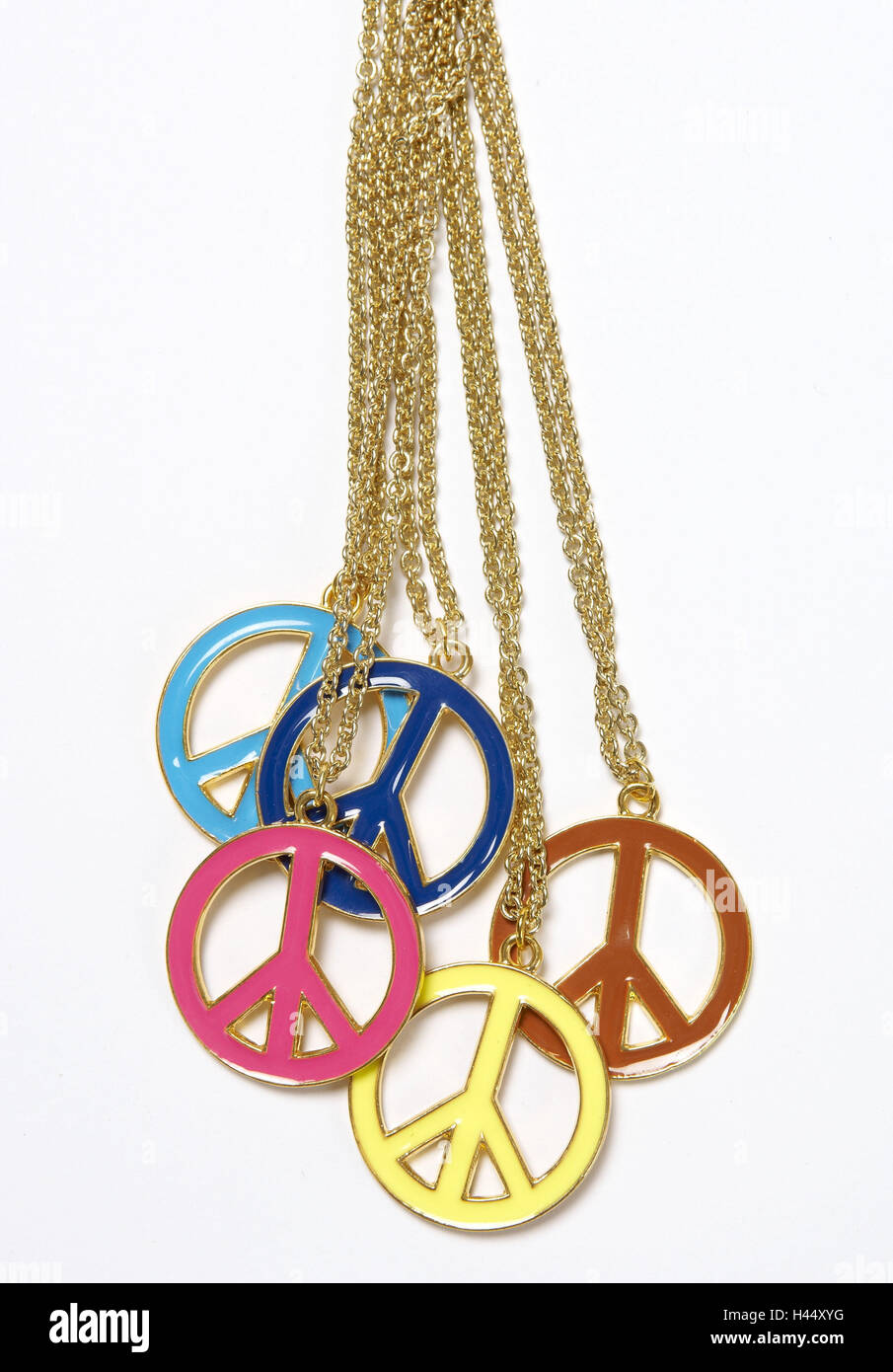 Peace symbol, necklaces, pendants, colourful Stock Photo - Alamy