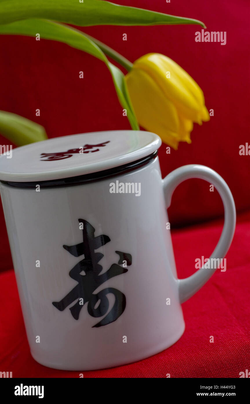 Cup, figure, in Japanese, lid, tulip, tea vessel, tea, vessel, teacup ...