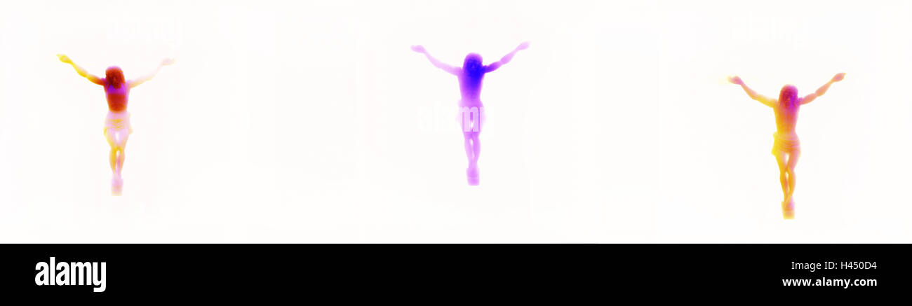 Plastic crucifixes, phosphorescent, blur, plastic, plastic ...