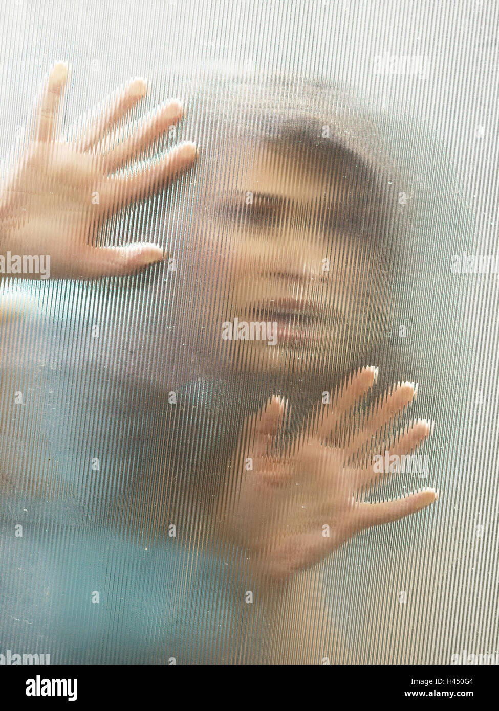 Woman, young, gesture, fear, panic, view, window, portrait, person ...