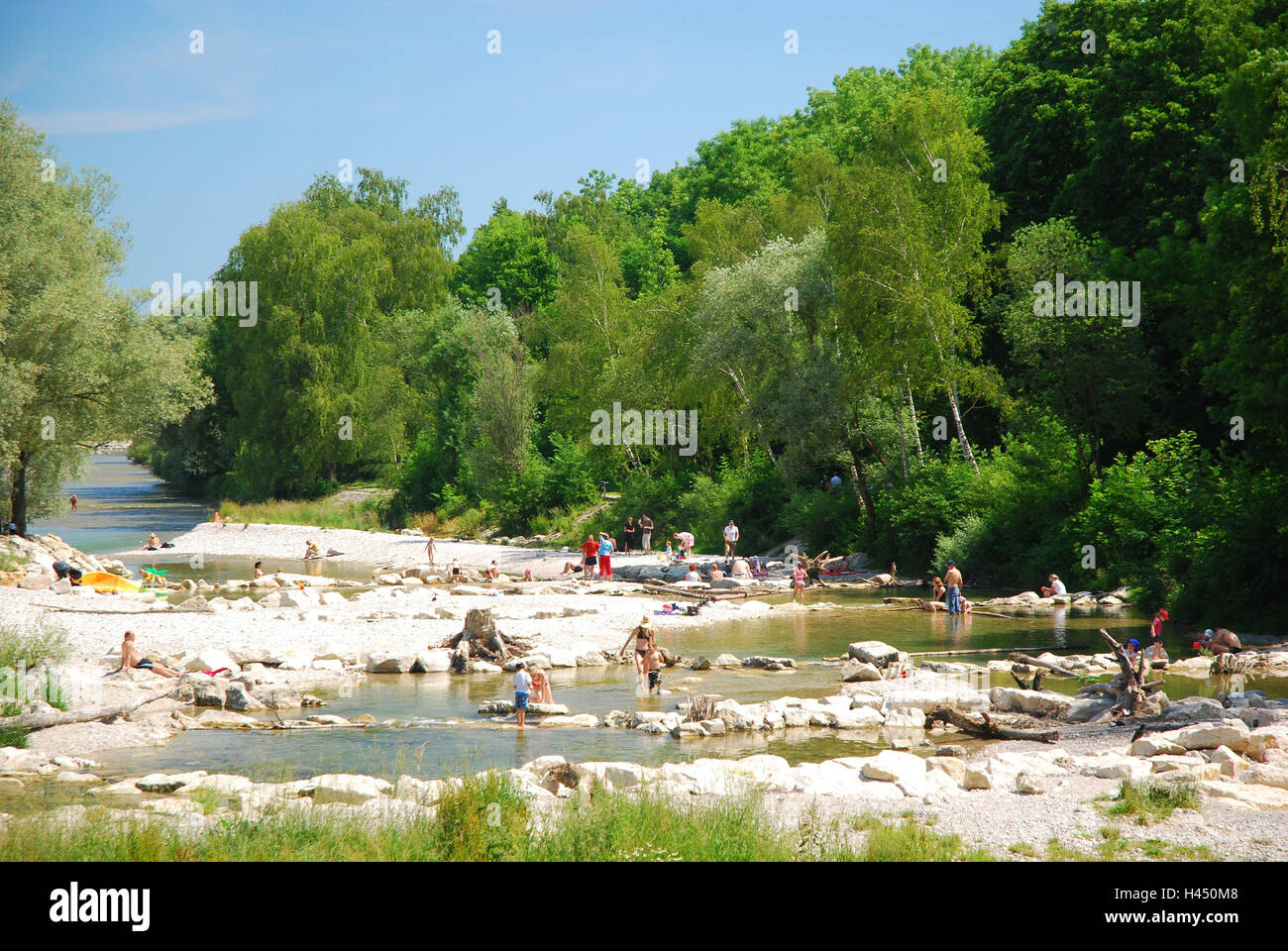 Germany, Bavaria, Munich, the Isar, shore, Flaucher, bathers Stock ...