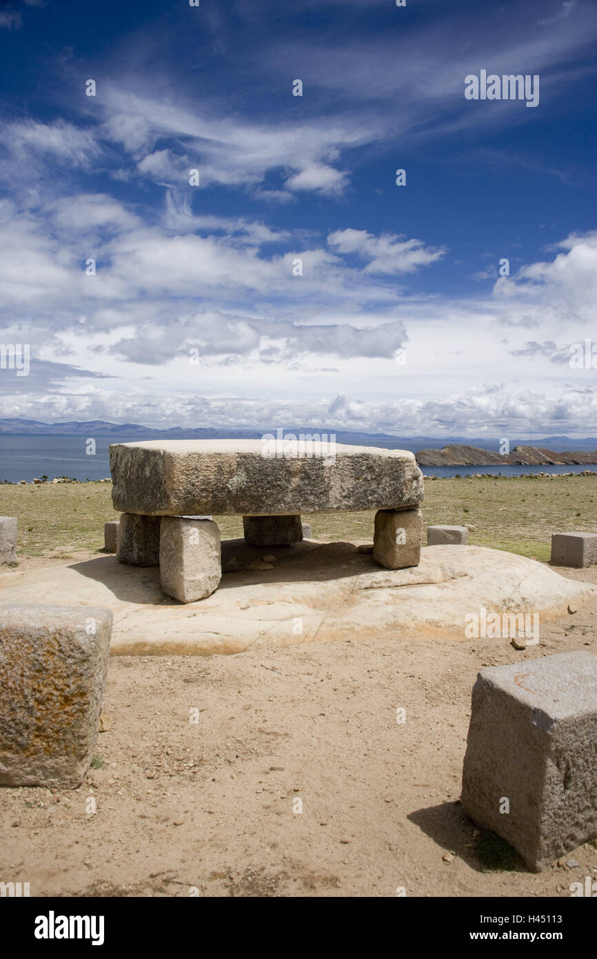 Bolivia, Isla del Sol, ruin site, South America, Peru, Titicacasee ...
