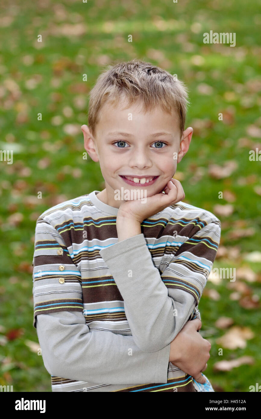 A boy, seven years, half portrait, model released Stock Photo - Alamy