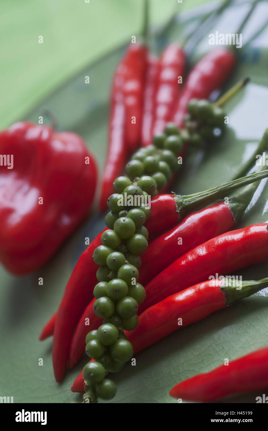 Chilli pods, green pepper, spices, sharply, pepper, chilli, pods, red ...