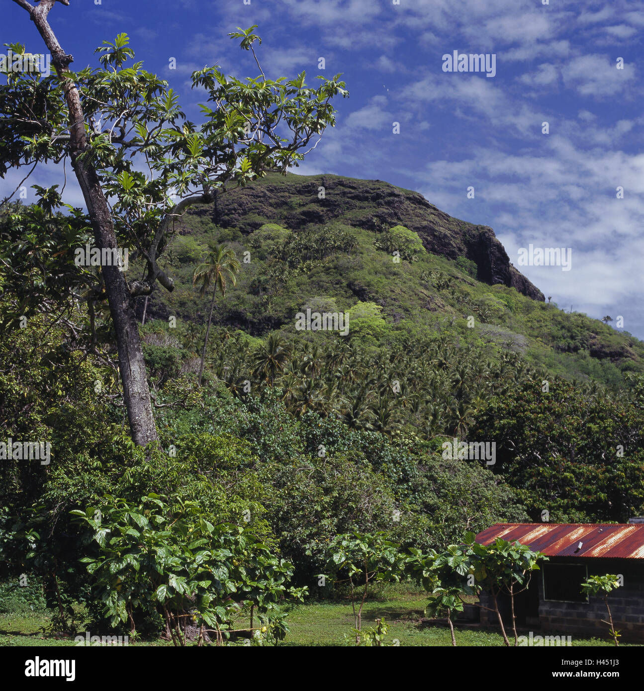 French Polynesia, Ua Huka, Hane, mountain landscape, coast, scenery ...