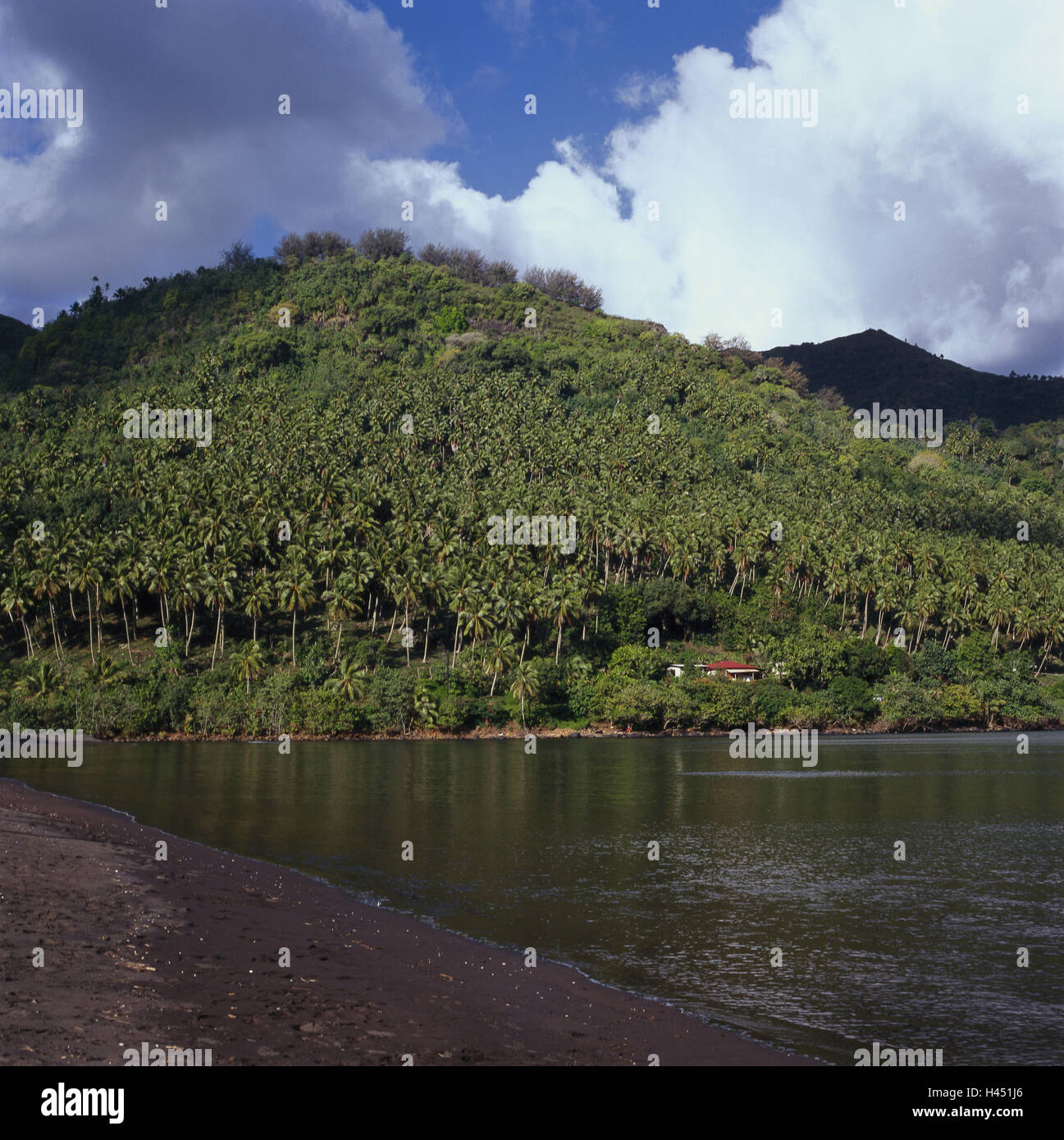 French Polynesia, Nuku Hiva, Baia Tu Taipivai, coast, residential house ...