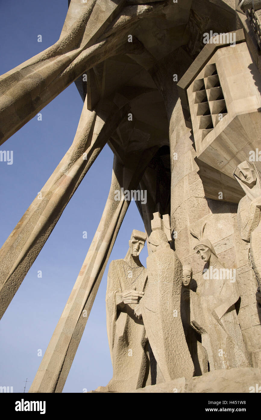 Spain, Catalonia, Barcelona, cathedral, La Sagrada Familia, detail ...