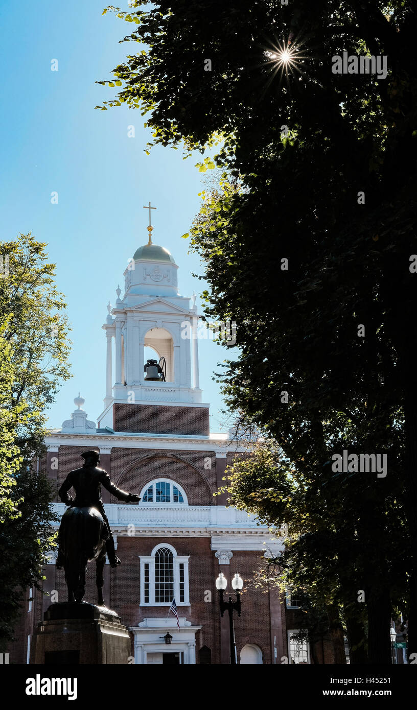 Famous landmark of statue of horse and rider seen in central Boston, MA ...
