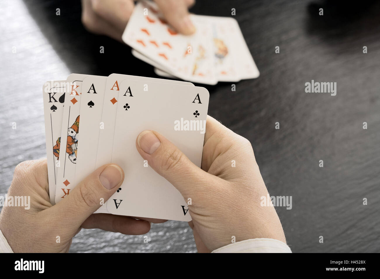 Men, card game, detail, hands, cards Stock Photo - Alamy