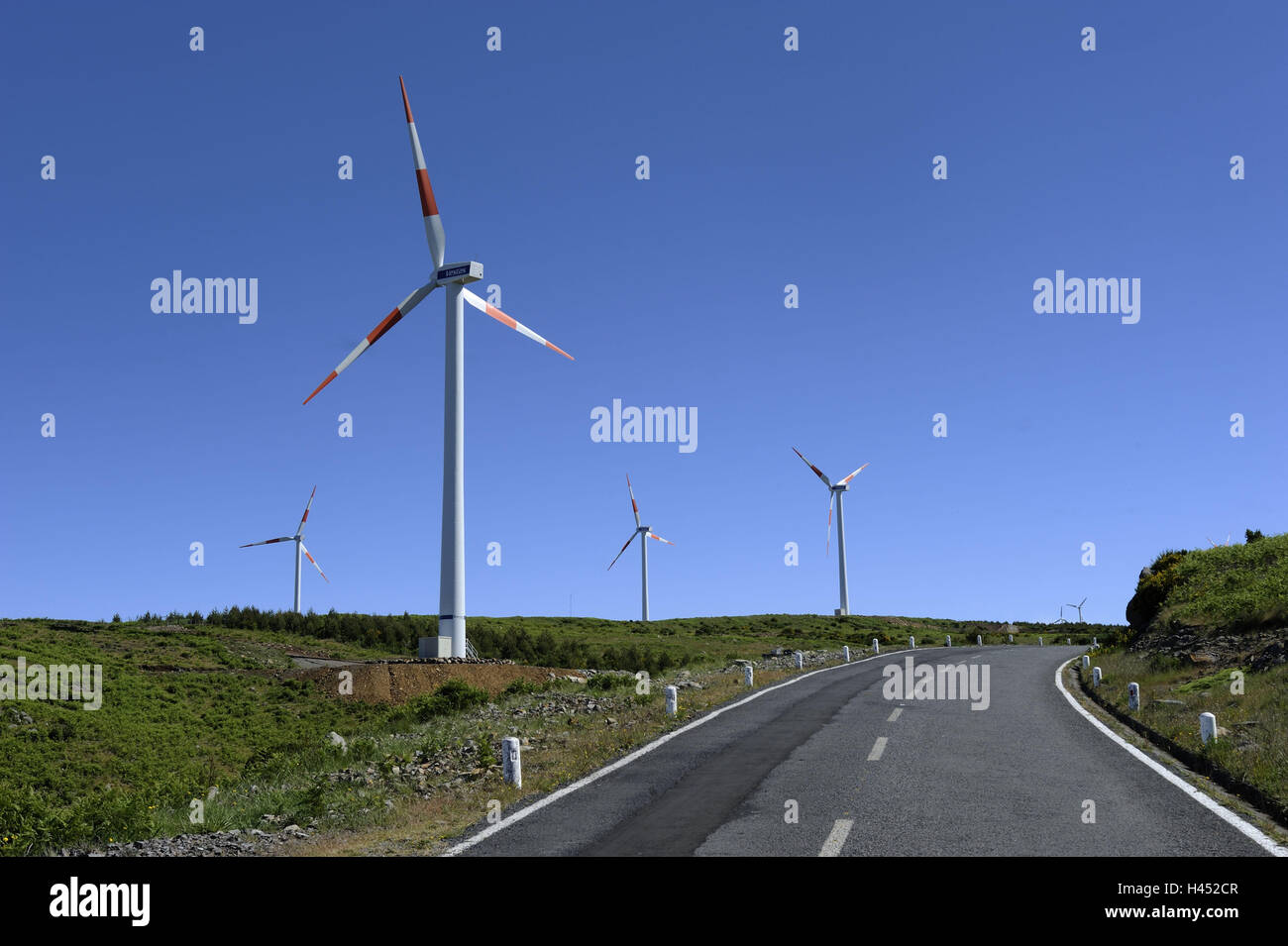 Portugal, island Madeira, Paul there Serra, roadside, wind turbines ...