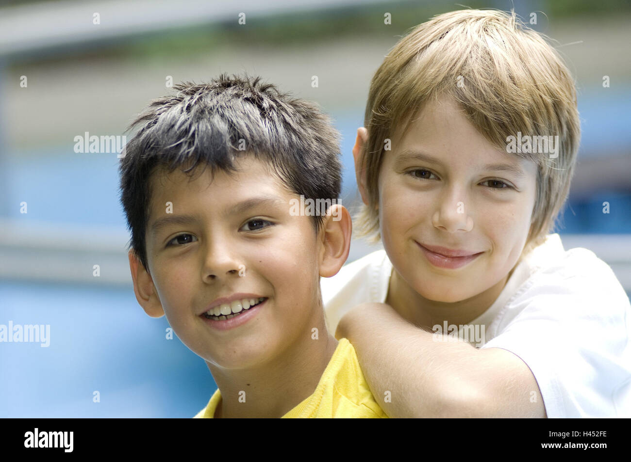 Boys, two, view camera, smile, portrait, curled, people, children ...