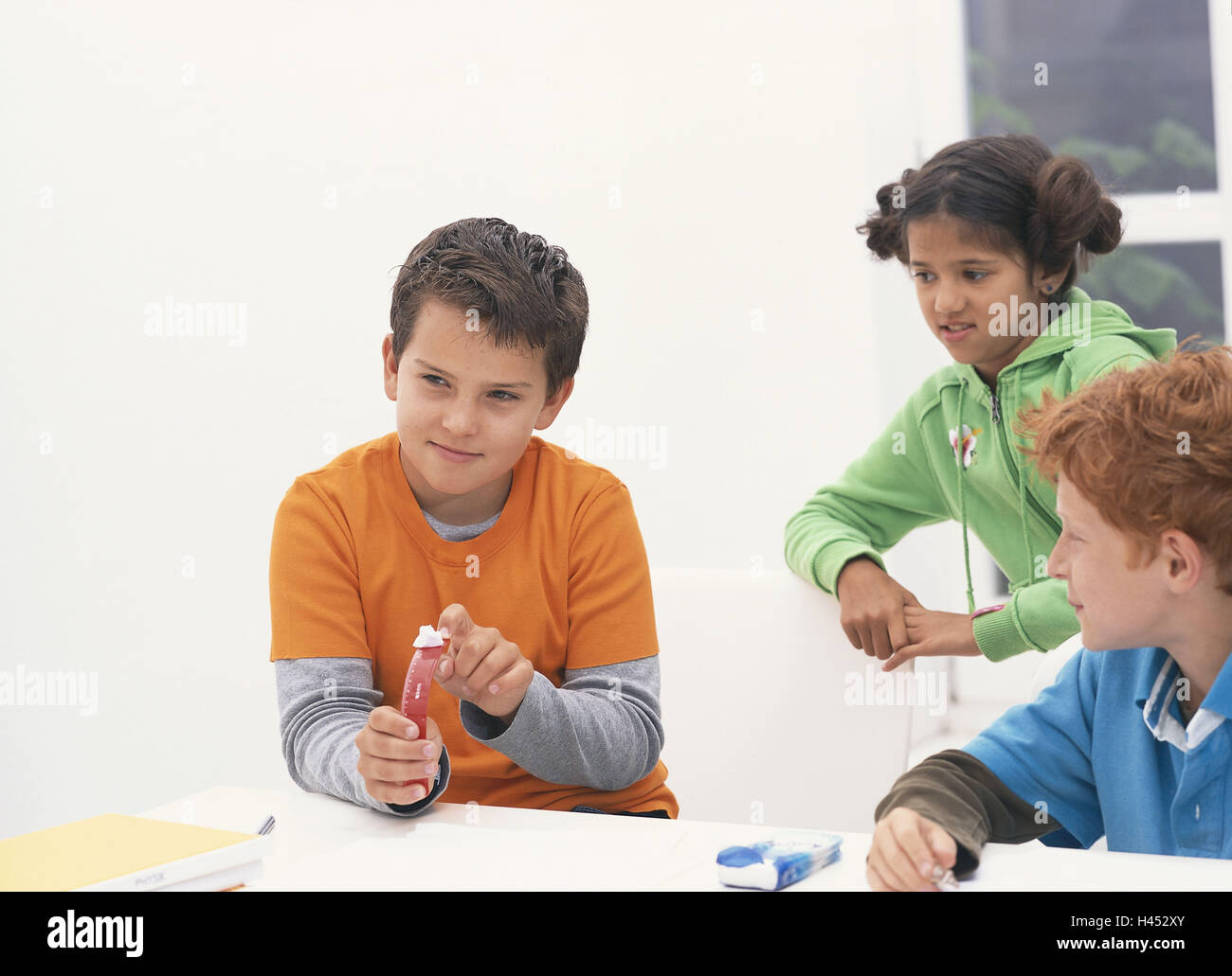 School, classroom, break, schoolboy, paper sphere shoot, high-spirited ...