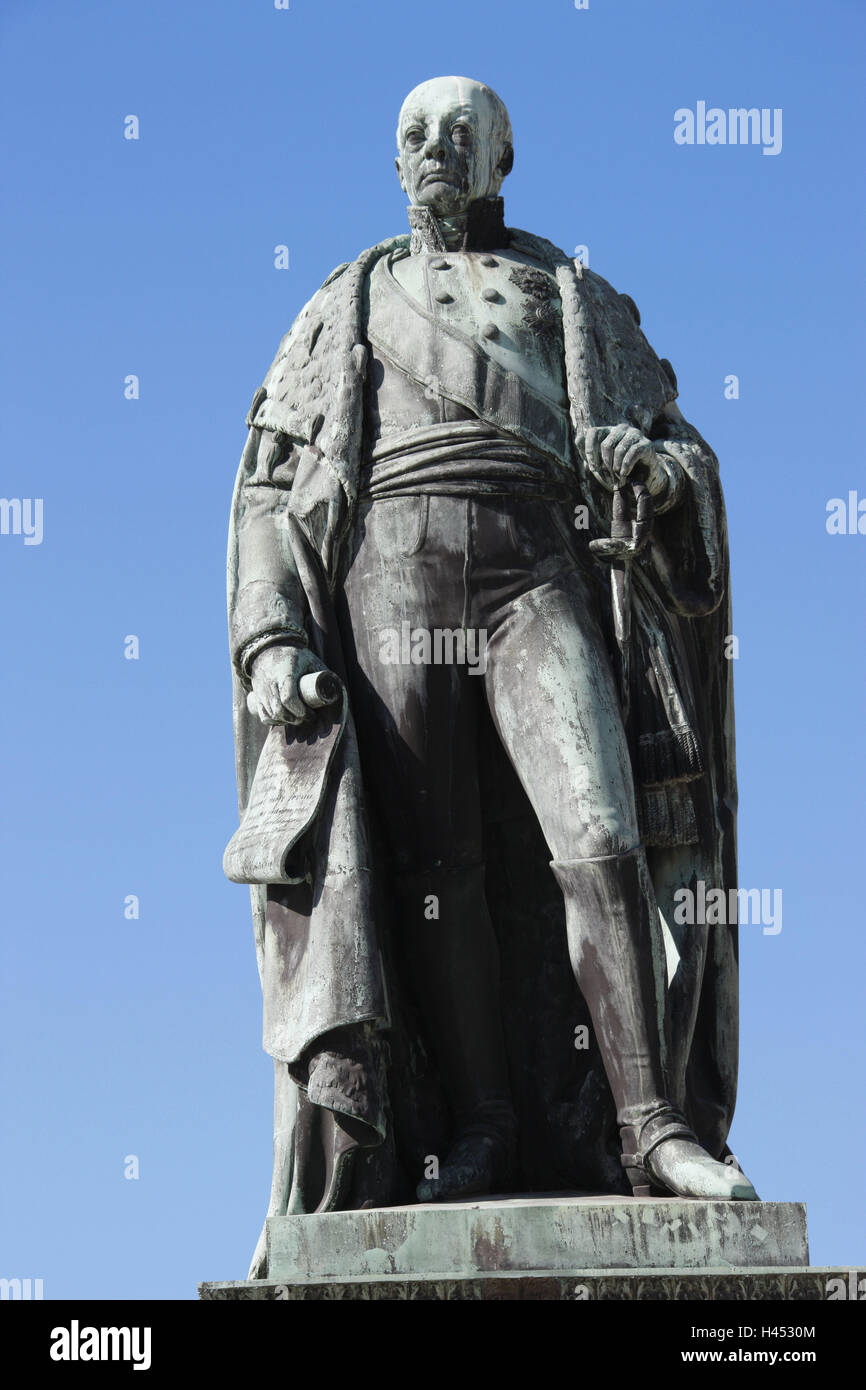 Germany, Baden-Wurttemberg, Karlsruhe, lock, castle grounds, statue ...
