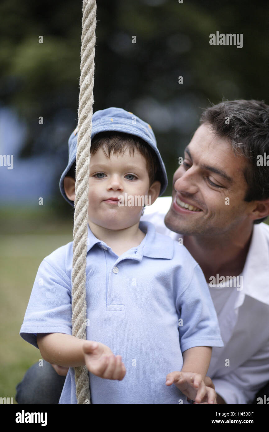 Father, son, playground, rope, happily Stock Photo - Alamy