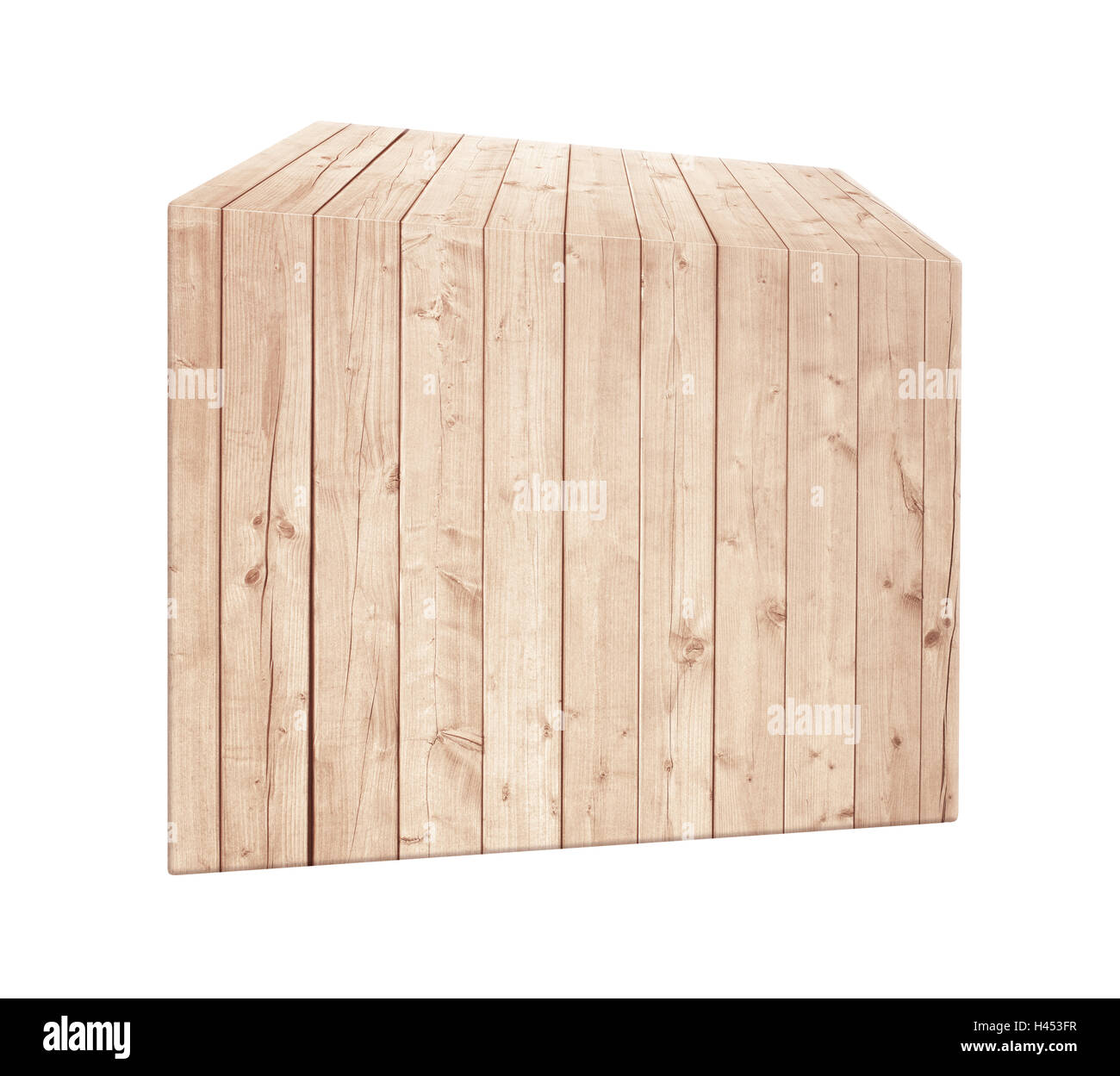 Asymmetrical light brown wooden box in vertical position Stock Photo ...