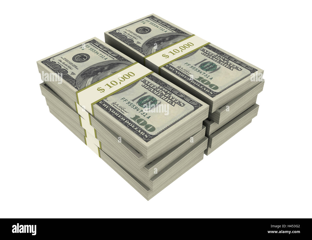 3D Stacks of Hundred US Dollars Stock Photo - Alamy