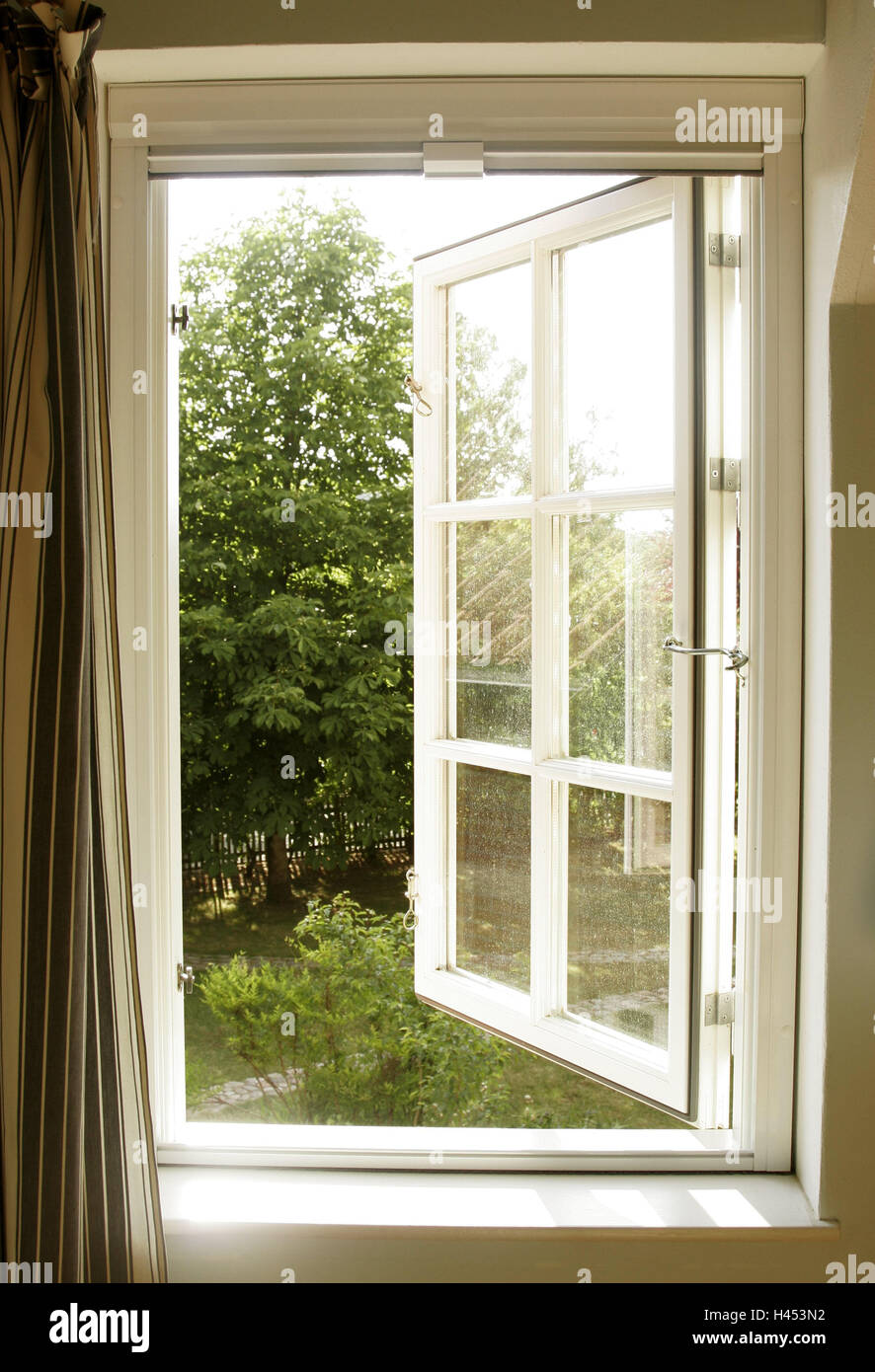 Window, opened, sunshine, view, country life, flat, timber frame ...