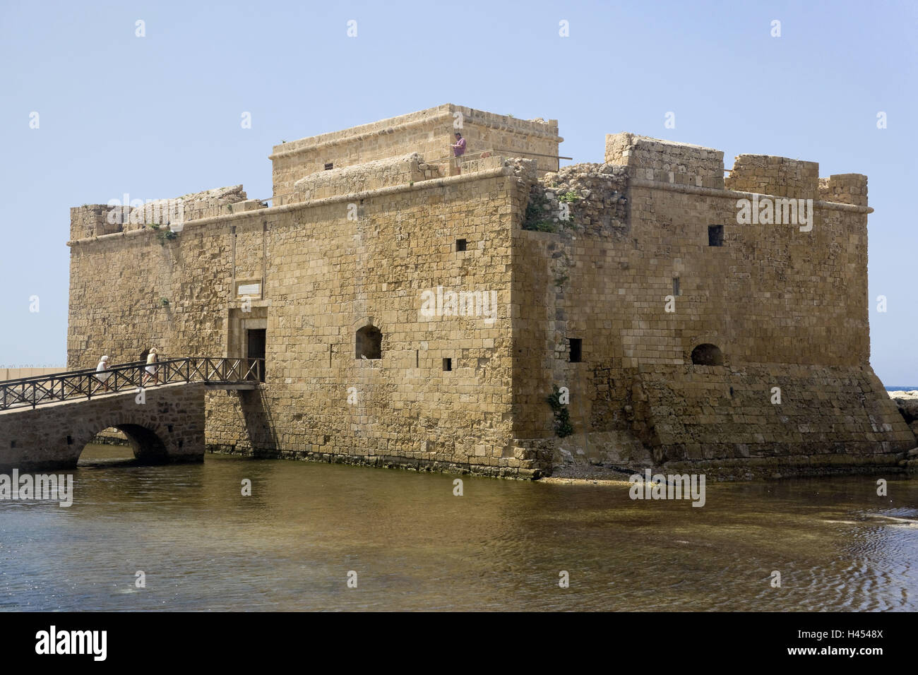 Cyprus, in Greek, Pafos, fort, bridge, sea Stock Photo - Alamy