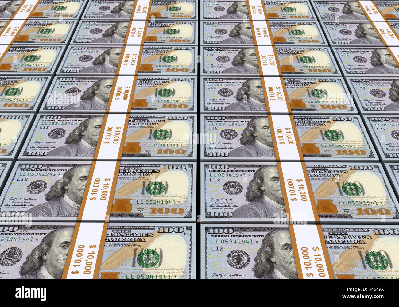 3D Stacks of Hundred US Dollars Stock Photo - Alamy