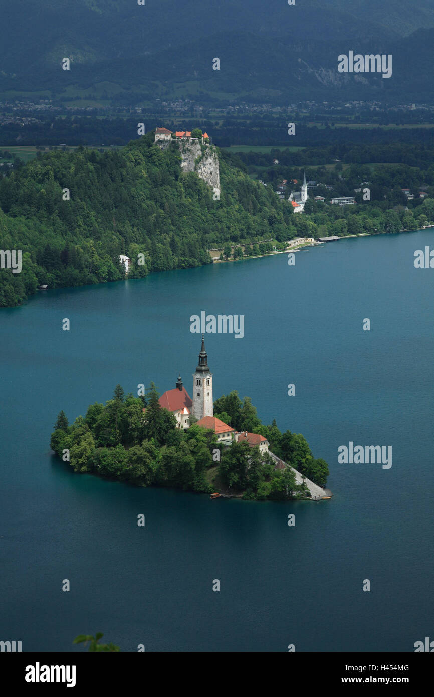 Slovenia, Gorenjska, Bled, Bleder lake, island, church Santa Maria ...
