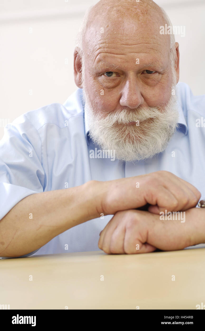 Senior, bald head, full beard, white haired, portrait, model released ...
