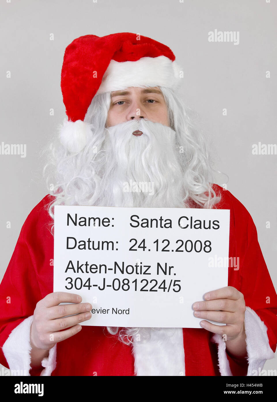 Man, lining, Santa Claus, sign, marks, hold, half portrait Stock Photo ...