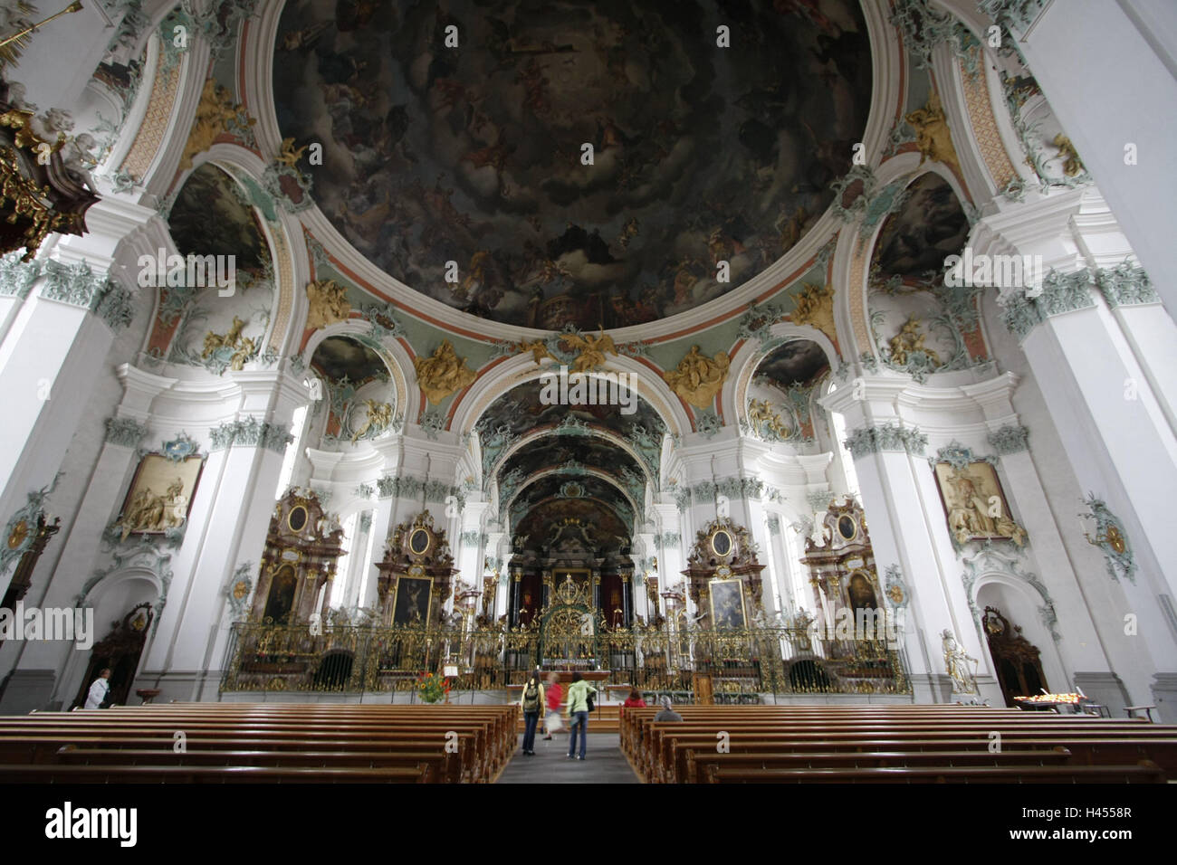 Switzerland, St Gallen, Benedictine's abbey, cathedral, dome, interior ...