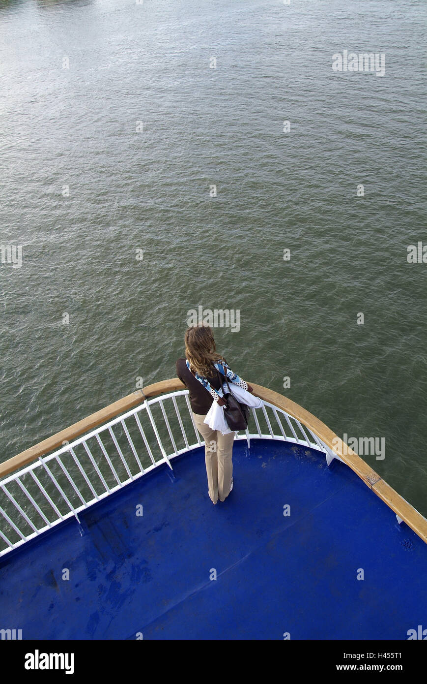 Woman, rail, ship, view Stock Photo - Alamy