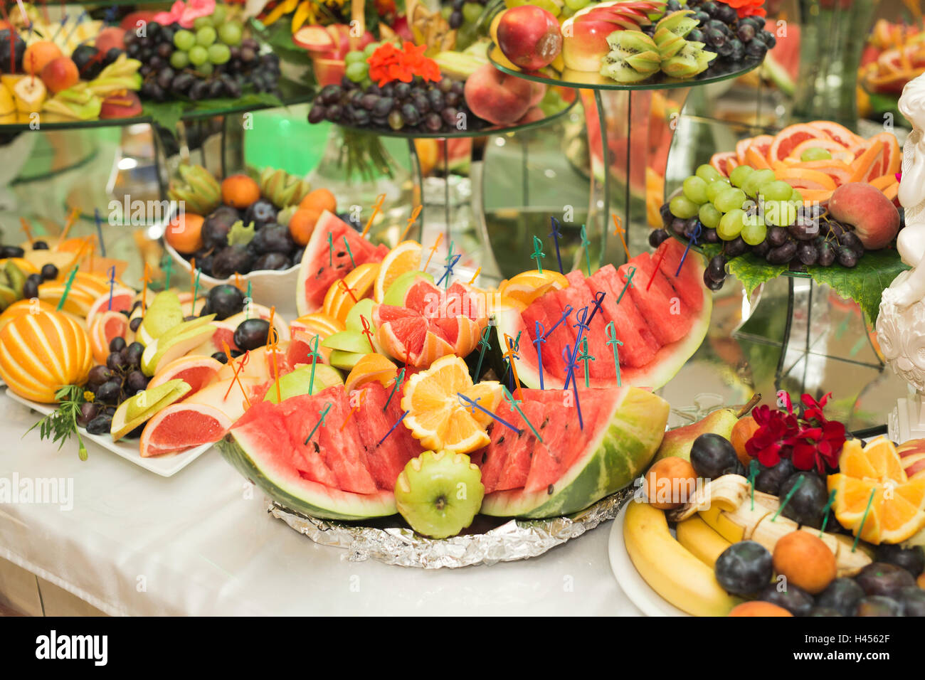 Authentic buffet, assorted fresh fruits, berries and citrus ...