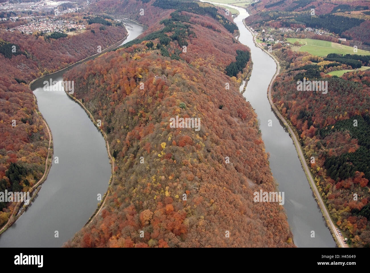 Germany, Saarland, Saar loop, Mettlach, aerial shot Stock Photo - Alamy