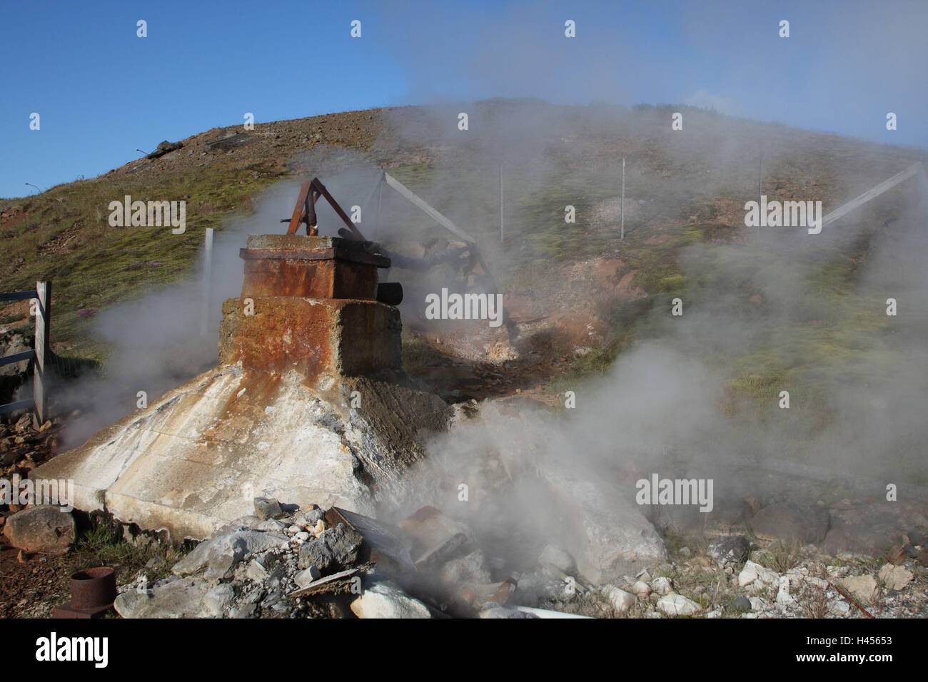 Geothermal area, power production, thermal field, Iceland Stock Photo ...