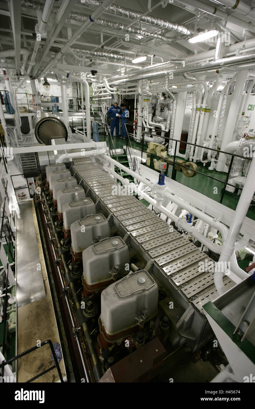 Shipyard, newly constructed ship, engine compartment Stock Photo - Alamy