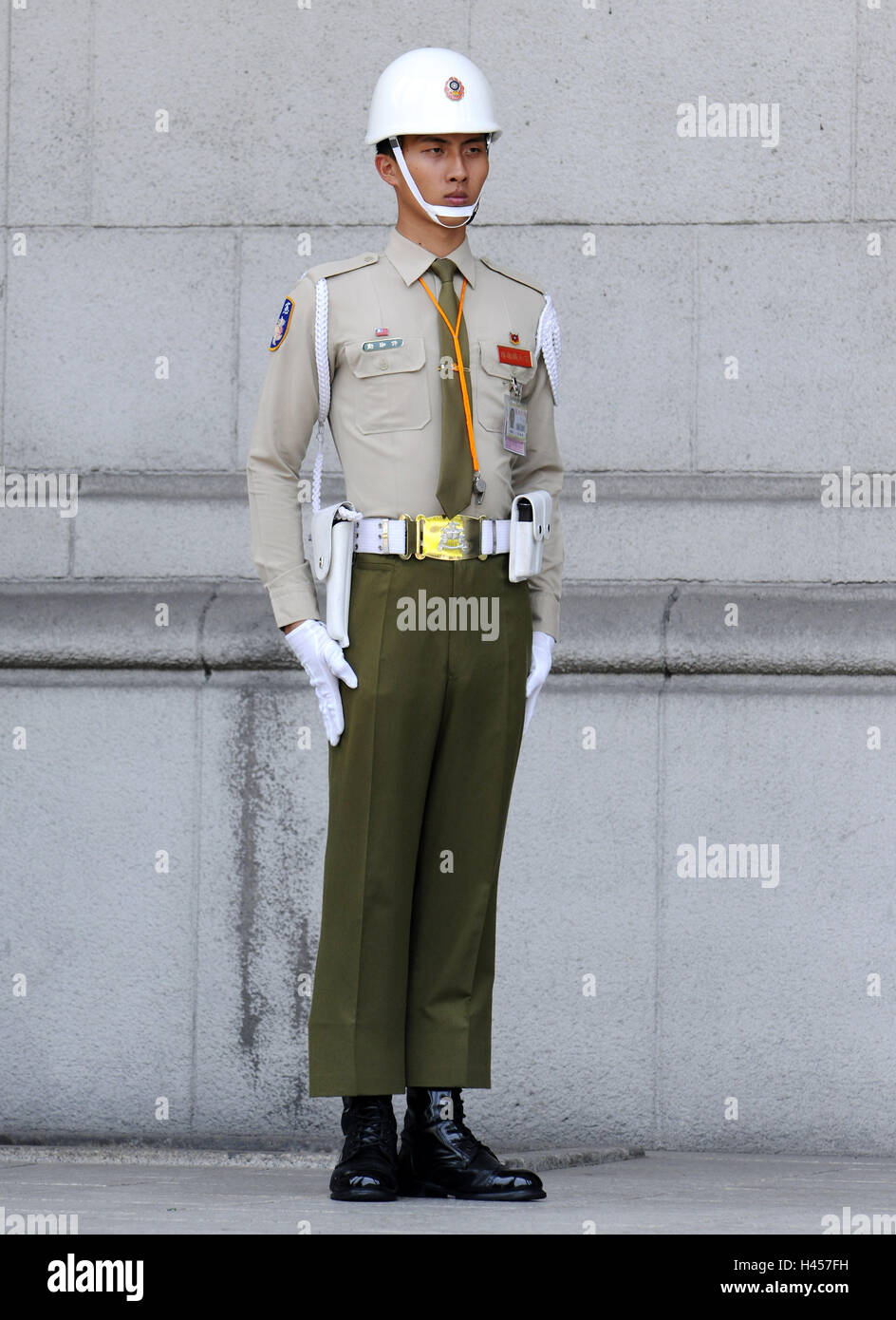Man, young, uniform, helmet, Taipeh, Taiwan Stock Photo - Alamy