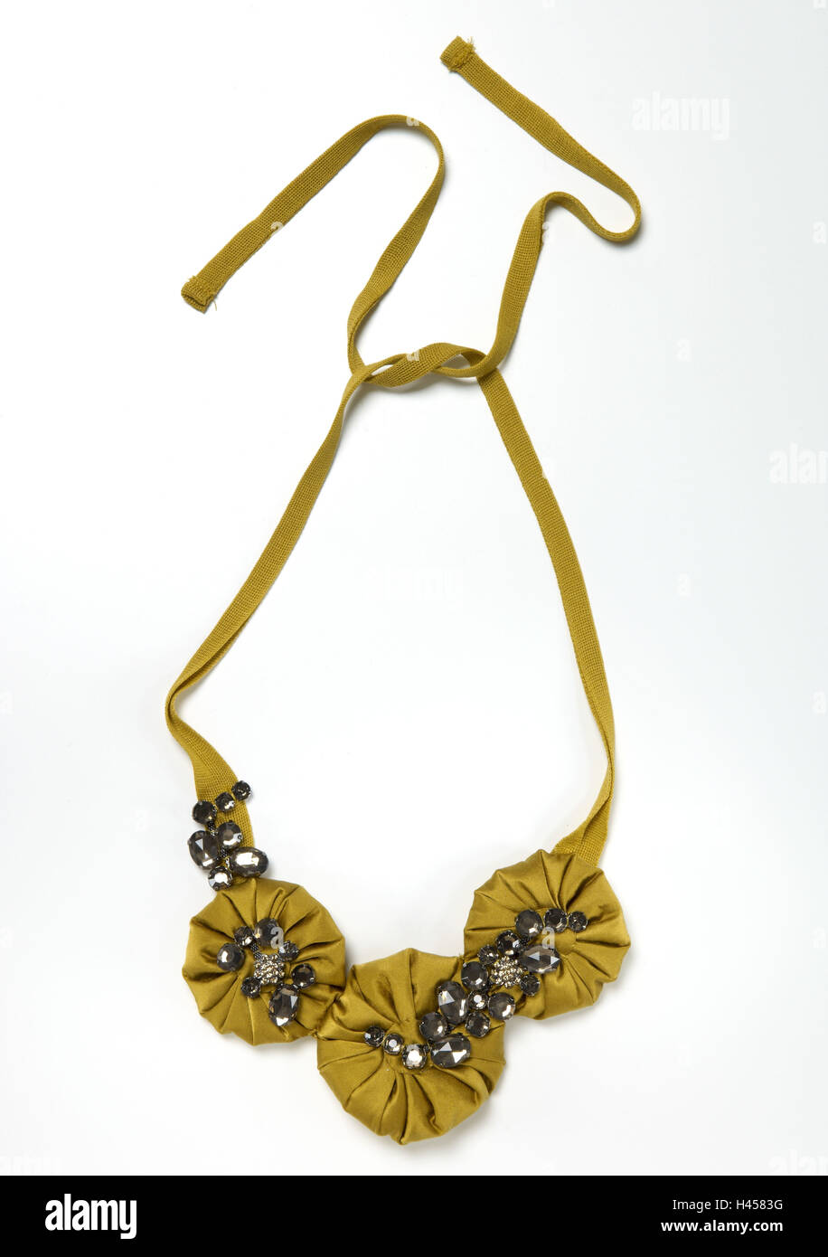 Neck jewellery, golden textile, gemstones Stock Photo - Alamy