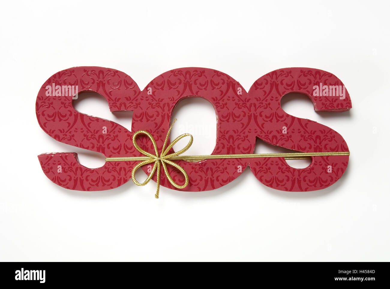 Writing, SOS, gift ribbon Stock Photo - Alamy