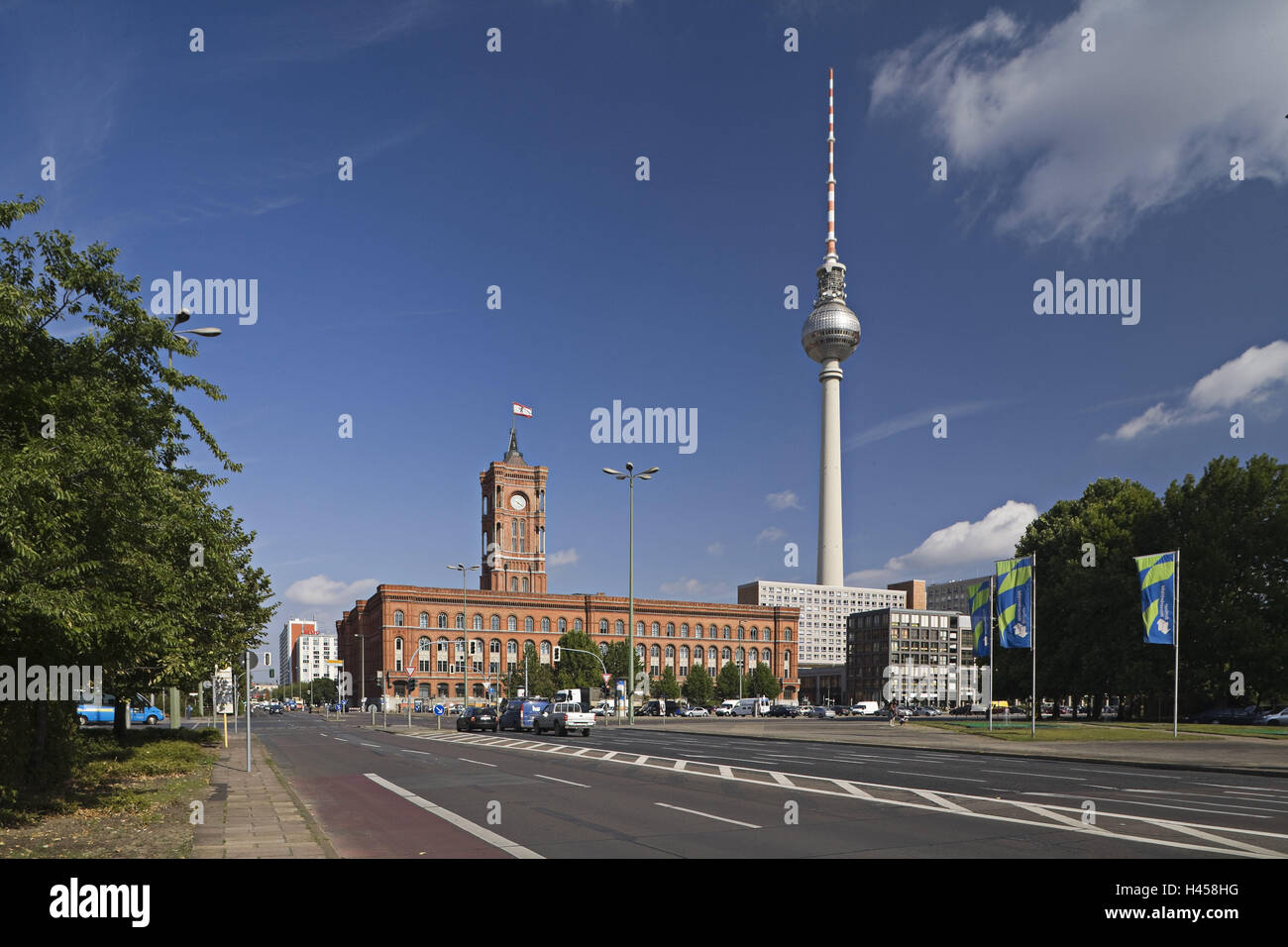 Germany, Berlin, red city hall, television tower, town, capital, place ...