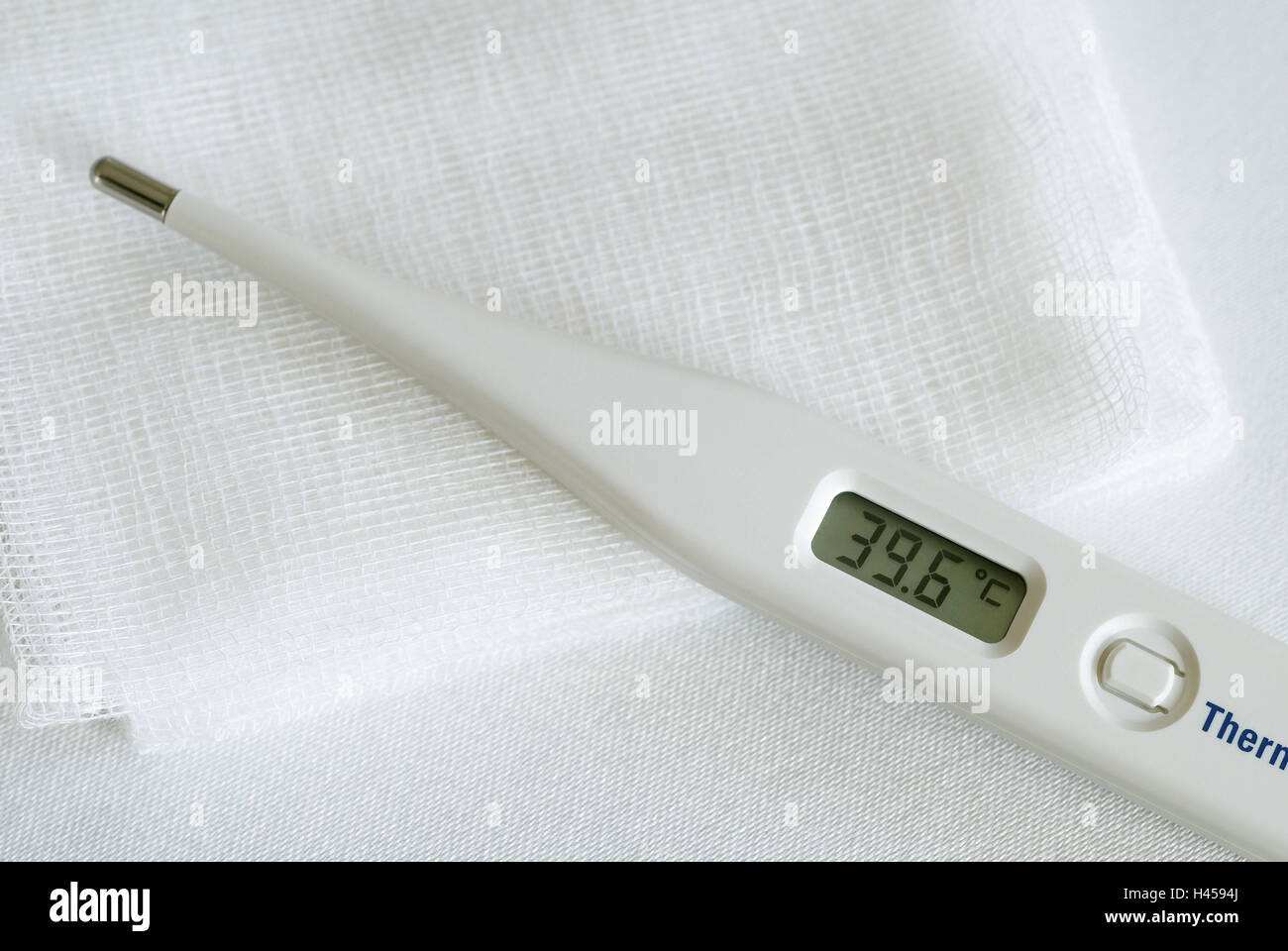 Clinical thermometer 39.6 degrees, detail Stock Photo - Alamy