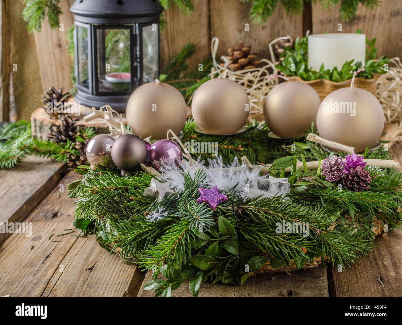 Christmas advent wreath, homemade, beautiful gift to family Stock Photo ...