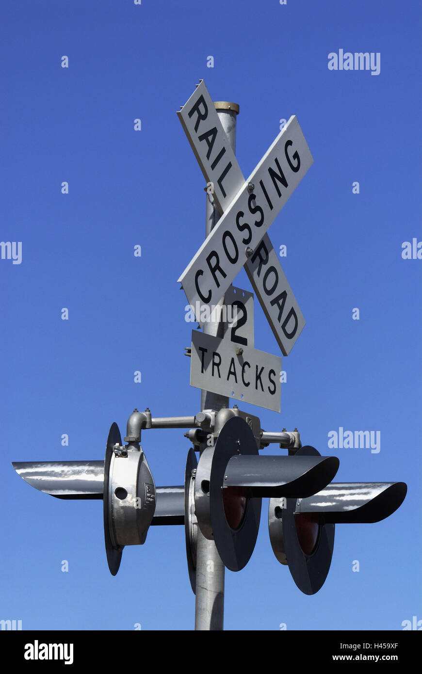 Level crossing sign america hi-res stock photography and images - Alamy