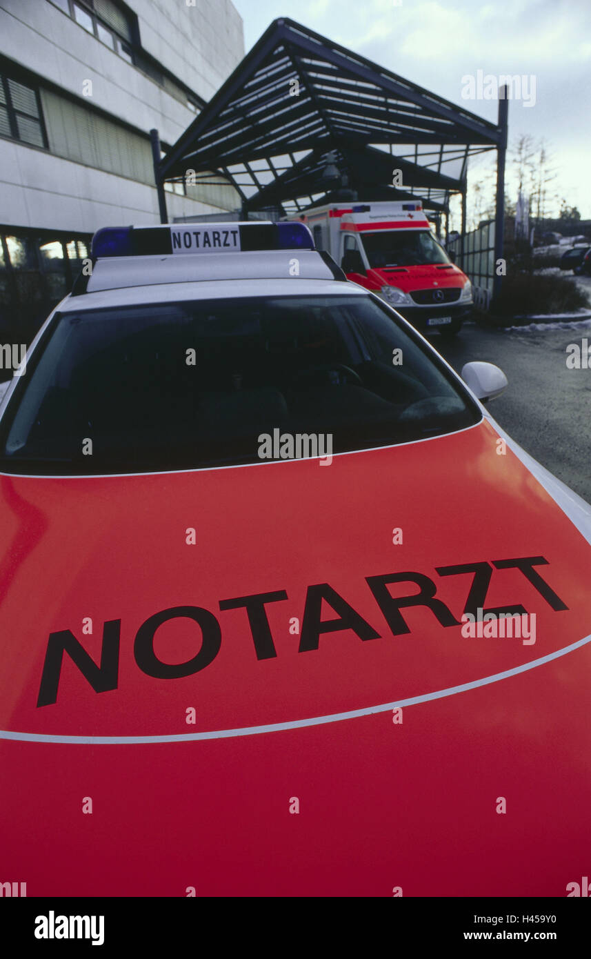 Car, bonnet, emergency doctor, print, emergency admittance, hospital ...