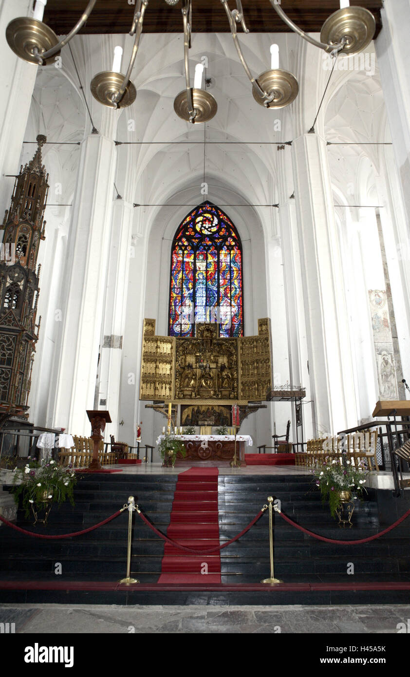 Poland, Gdansk, church, altar, blocking, Gdansk, church, inside ...