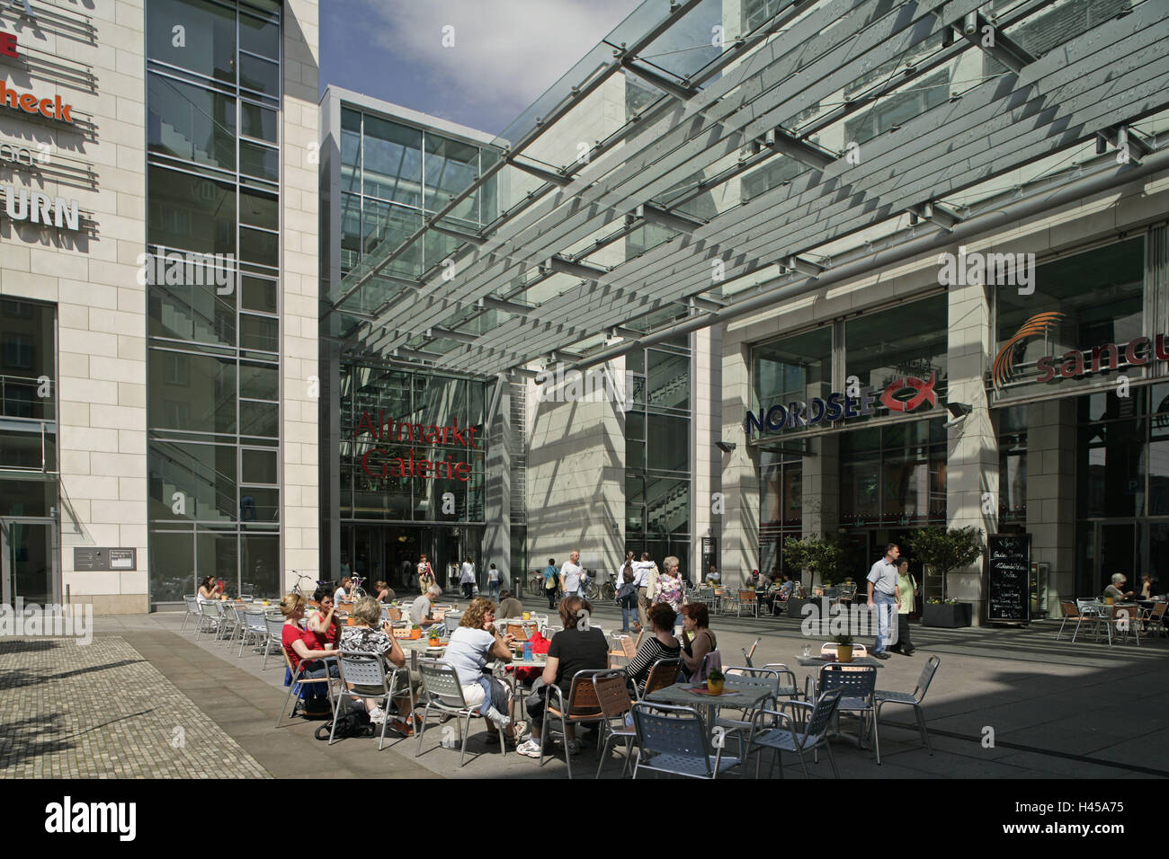 Germany, Saxony, Dresden, shopping centre 'Old market gallery', cafe ...