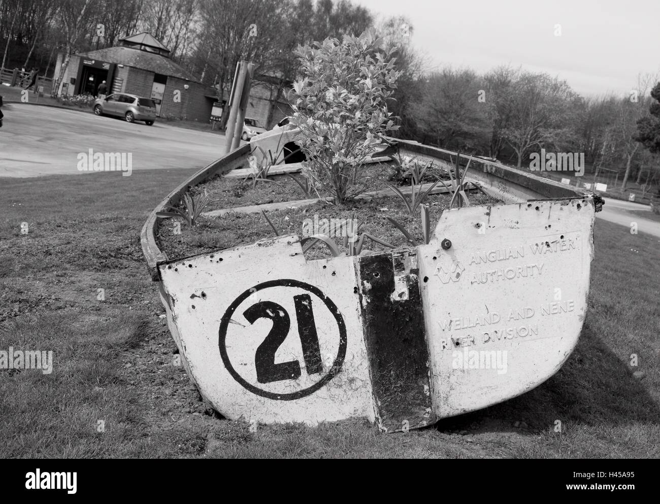 Rowing Boat reconditioned as a Flower Box Stock Photo - Alamy