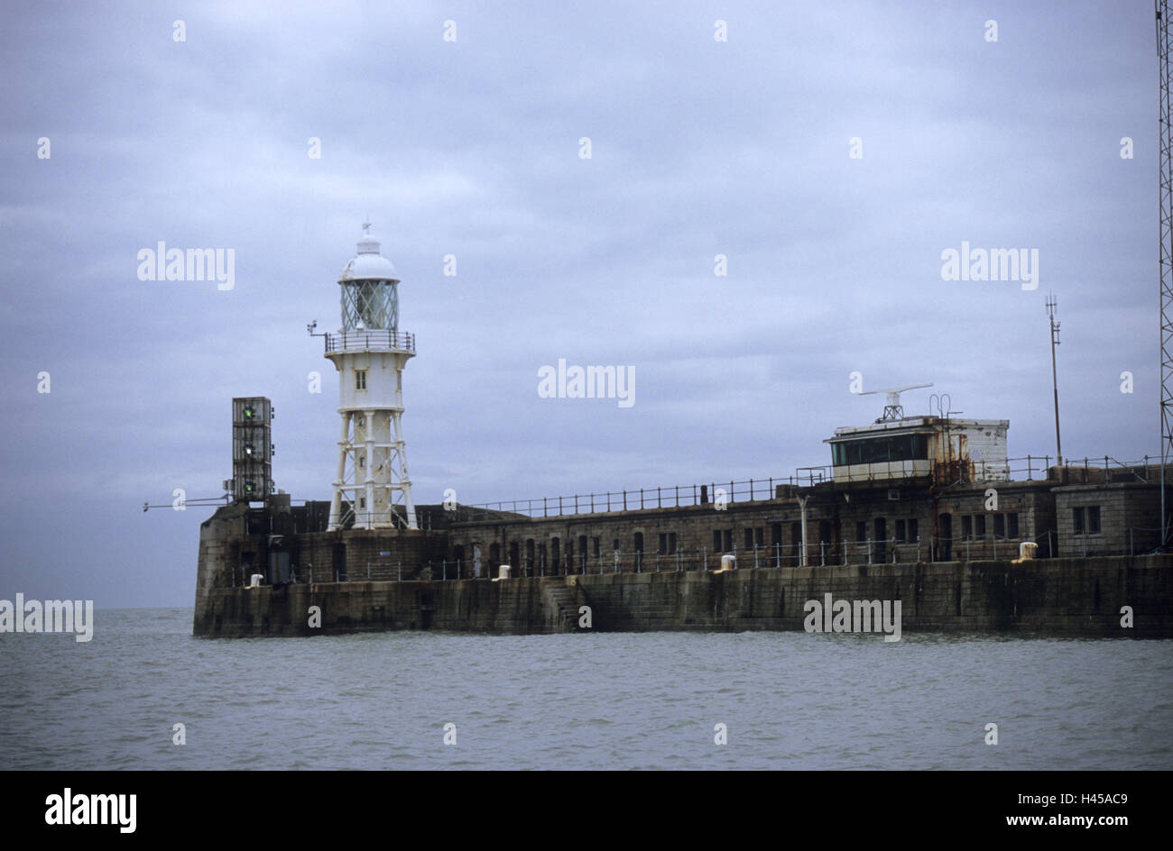 Great Britain, England, Dover, ferry port, quay defensive wall, signal ...